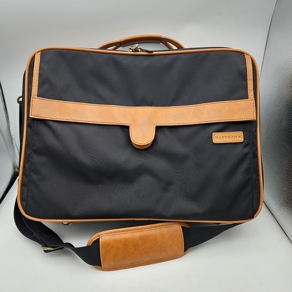 Hartmann | Bags | Hartmann Luggage Black Nylon Tan Leather Trim ...